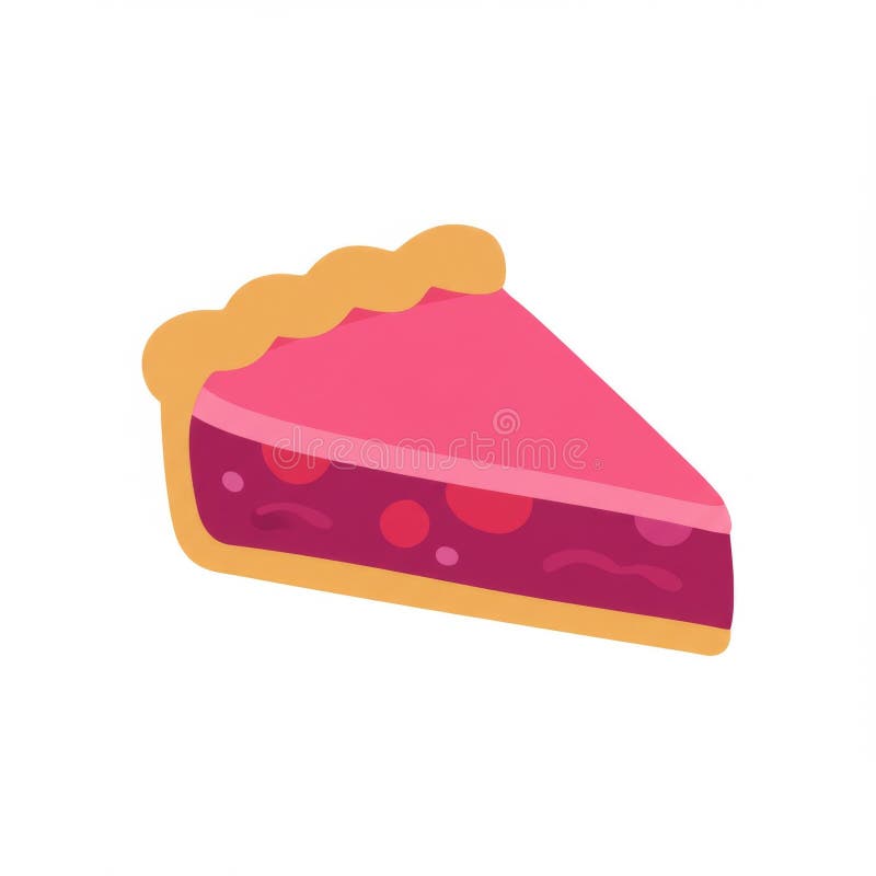 Pink Cherry Pie Slice Illustration Stock Illustration - Illustration of ...
