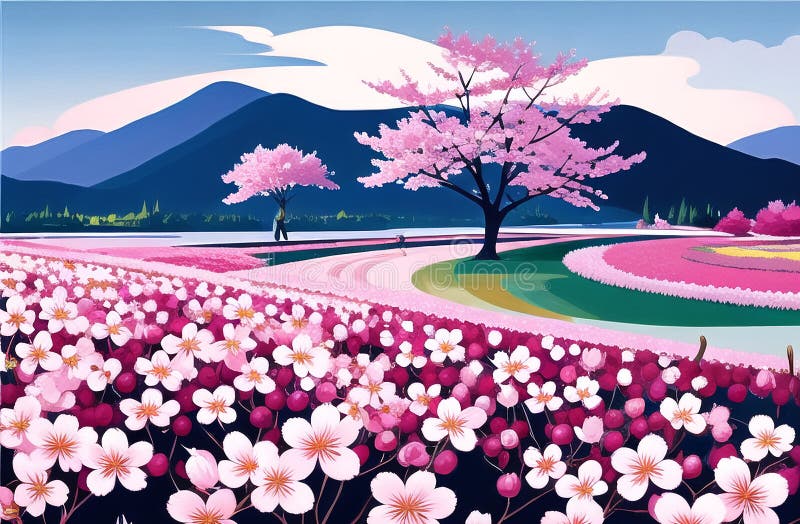 Sakura. Cherry Blossoms in Spring, Japan Stock Illustration ...