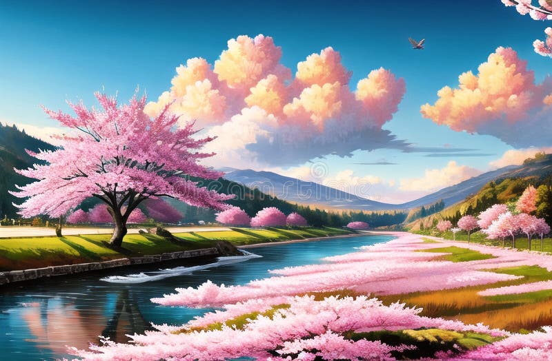 Sakura. Cherry Blossoms in Spring, Japan Stock Illustration ...