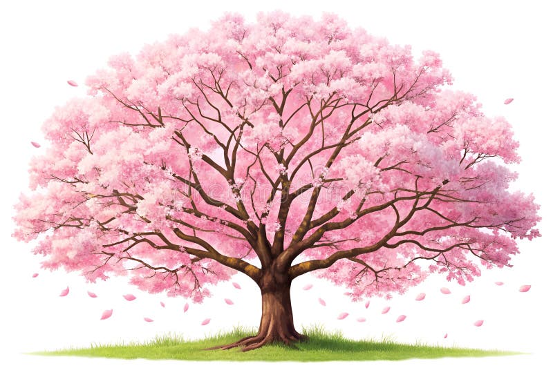 Pink cherry tree stock illustration. Illustration of symbol - 325674658