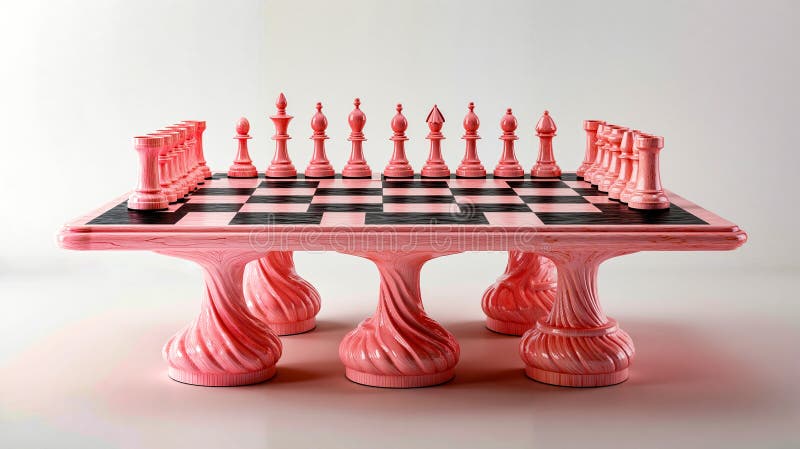 A Pink Chess Board with Chess Pieces on it Stock Image - Image of table ...