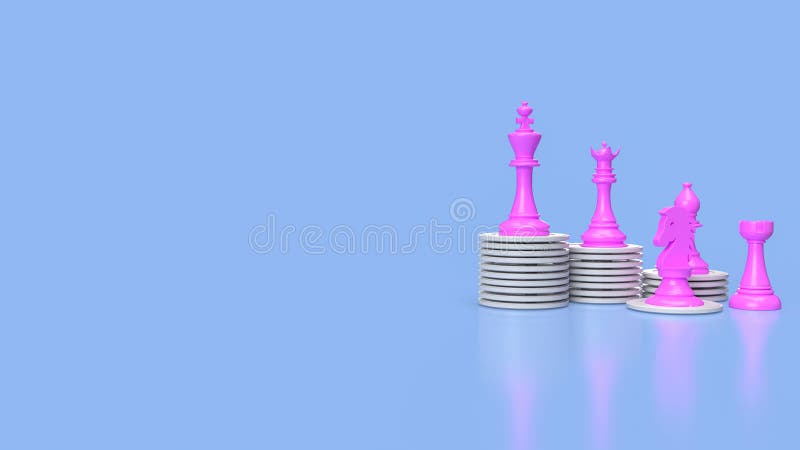 Pink Chess and Coins for Business Concept 3d Rendering Stock ...