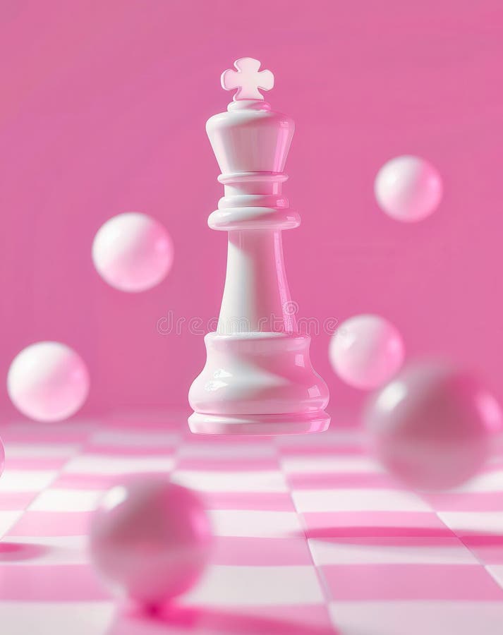 Pink Chess King Standing Victorious on a Pink Board Stock Photo - Image ...