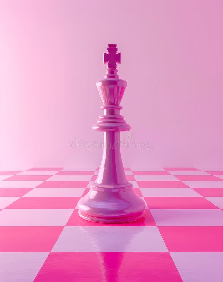 Pink Chess King Standing Victorious on a Pink Board Stock Image - Image ...