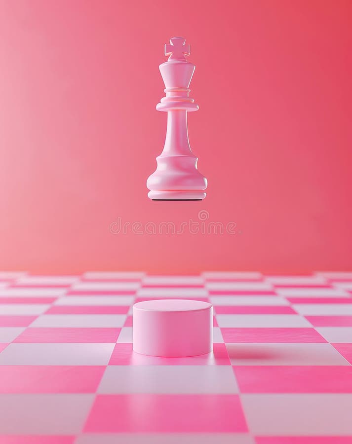 Pink Chess King Standing Victorious on a Pink Board Stock Photo - Image ...