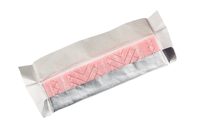 Pink Chewing Gum in Wrapping Paper Foil Isolated on White Background ...