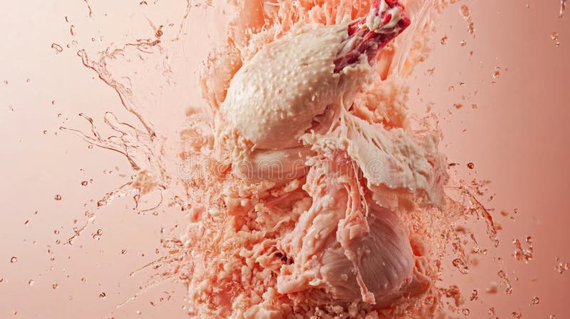 Pink Chicken Splash: Raw Meat Texture in Pastel Background Stock ...