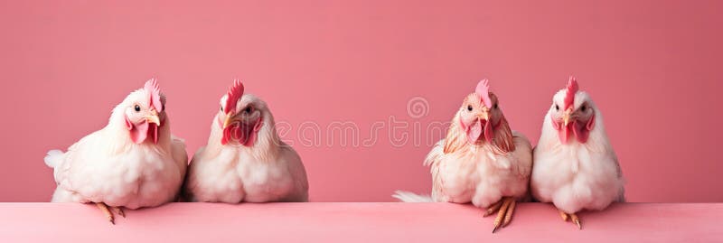 Pink Chickens Banner Design with Ample Copy Space on Vibrant Pink ...