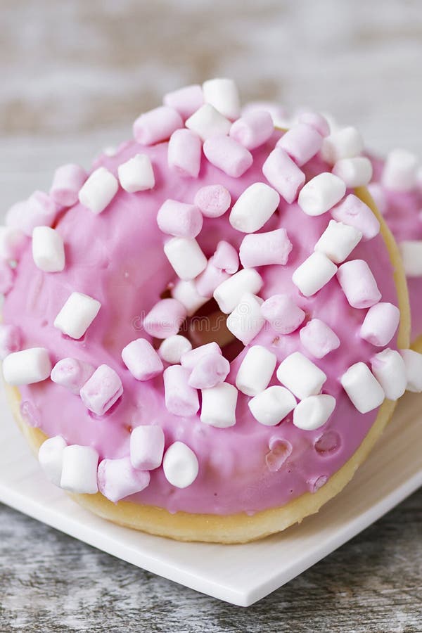 PInk marshmallow donuts stock photo. Image of donuts - 119476326
