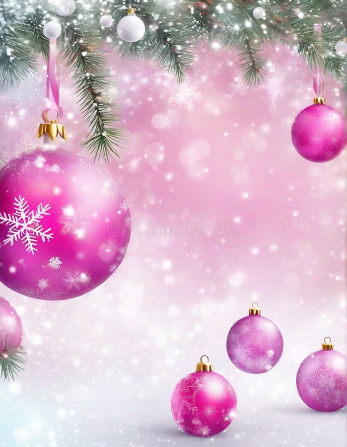 Pink Christmas Background with Baubles and Place for Text Stock ...