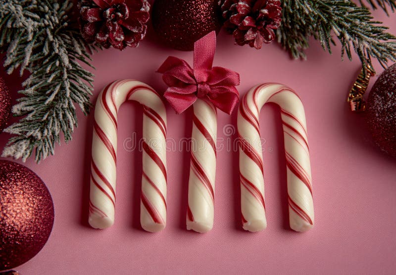Pink Christmas Background Candy Canes Festive High Quality Image Stock ...