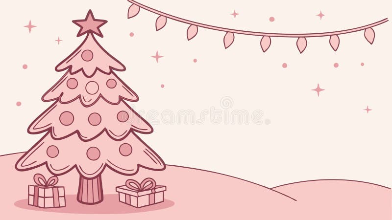 Pink Christmas Banner with Light Pink Christmas Tree with Place for ...