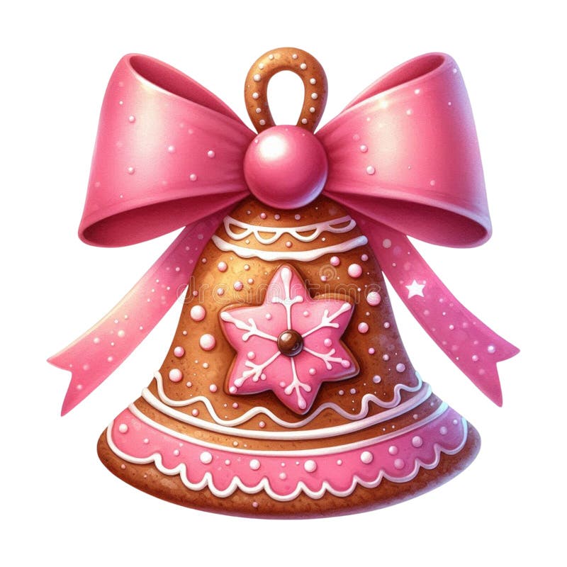 Pink Christmas Gingerbread Bell Sublimation Stock Illustration ...