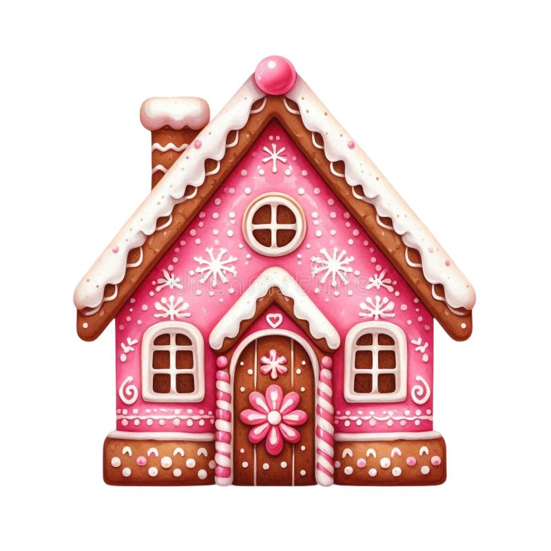 Pink Christmas Gingerbread House Sublimation. Pink House Stock ...
