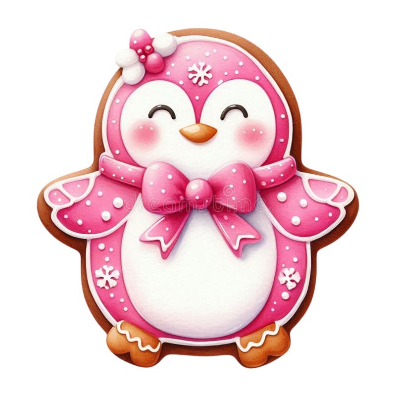 Pink Christmas Gingerbread Penguin Sublimation Stock Illustration ...