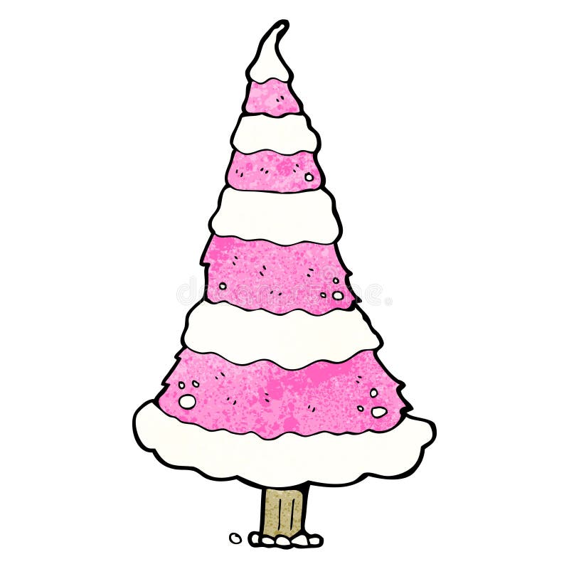 Pink Christmas Tree Cartoon Stock Vector - Illustration of christmas ...