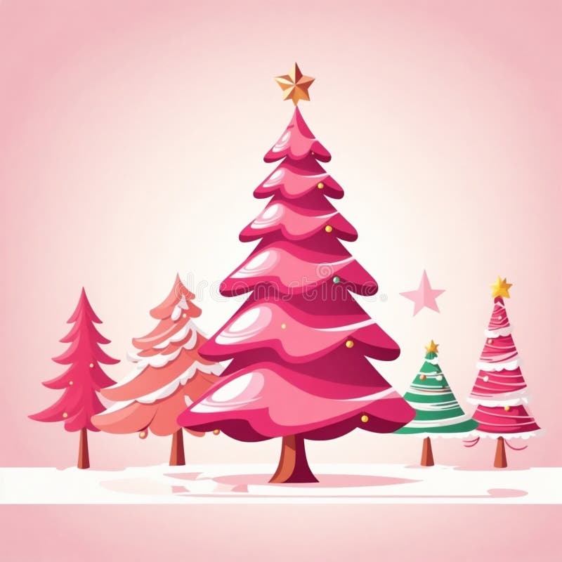 Pink Christmas Tree Graphics for Christmas Stock Illustration ...