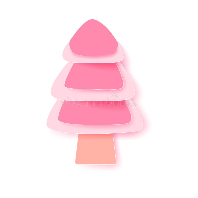 Pink Christmas Tree. Paper Cut and Craft Style Stock Vector ...