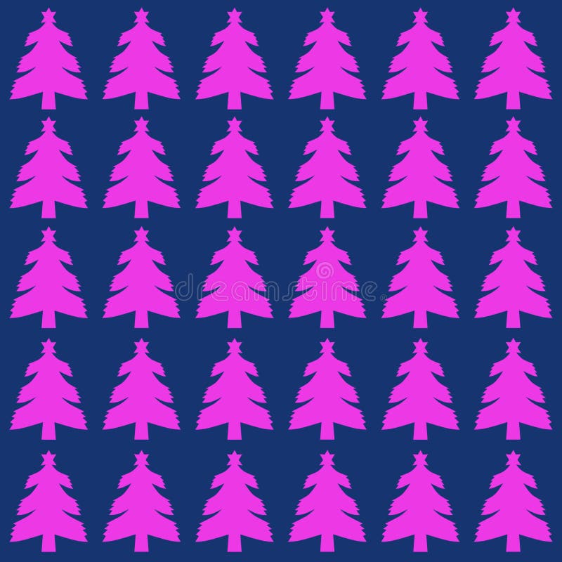 Pink Christmas Trees on Dark Blue Pattern Stock Vector - Illustration ...