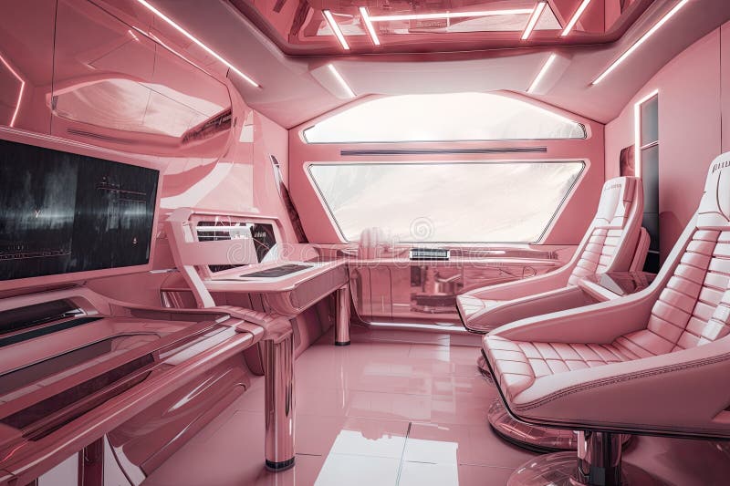 Pink and Chrome High-tech Interior, with Advanced Gadgets and ...