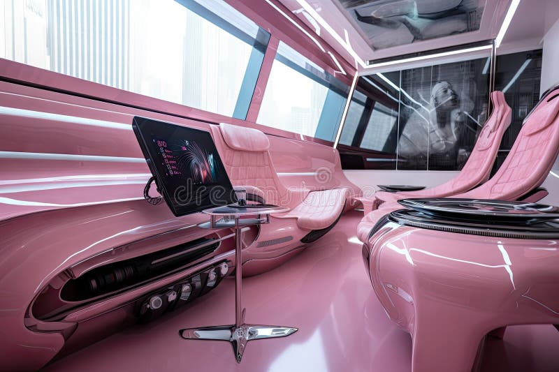 Pink and Chrome High-tech Interior, with Advanced Gadgets and ...