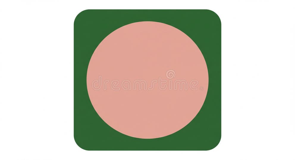 A Pink Circle is Centered within a Green Square Frame with Rounded ...