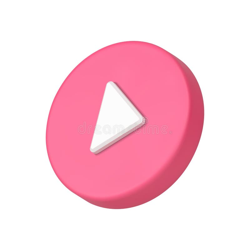 Pink Circle Play Button Displaced Isometric Realistic 3d Icon Vector ...