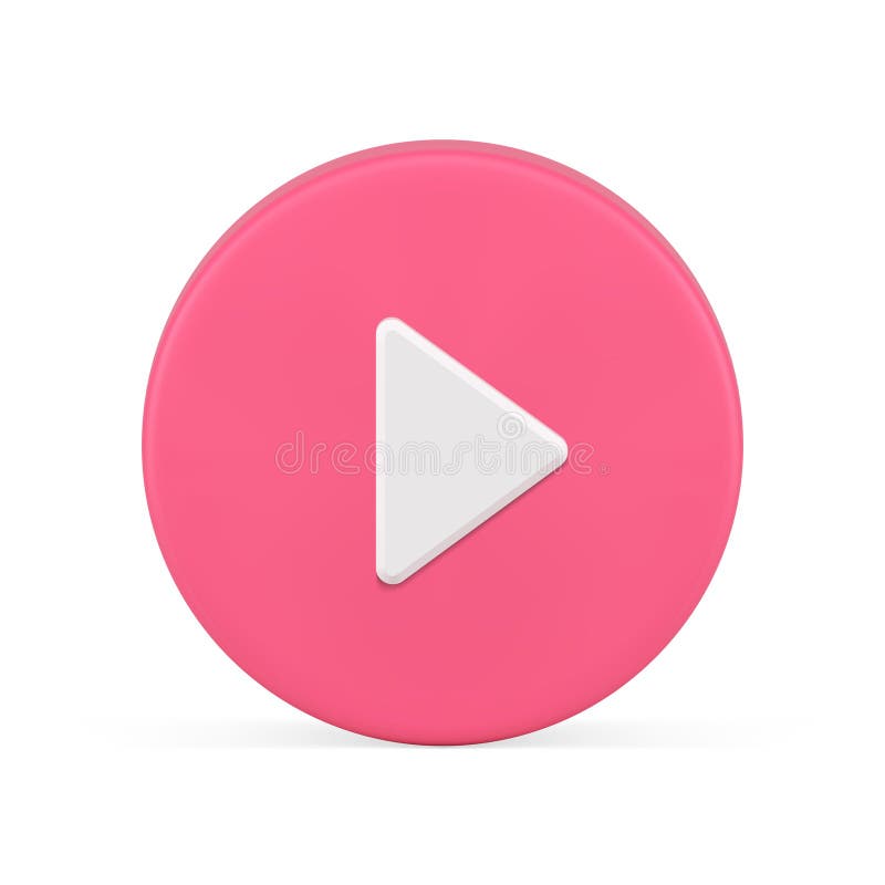 Pink Circle Play Button Right Arrow Pointer Realistic 3d Icon Vector ...