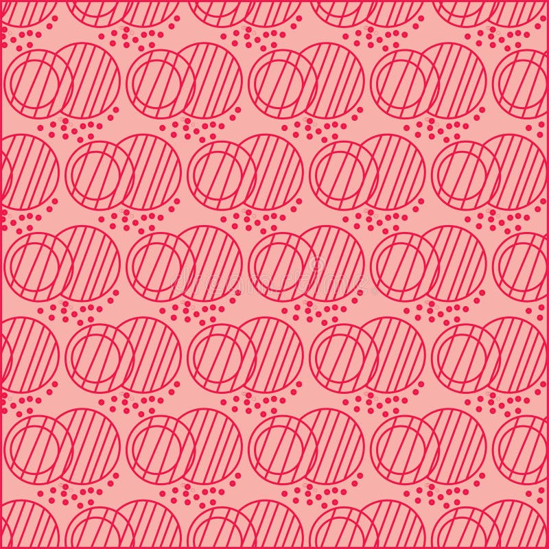 Pink Circles with Lines and Dots Pattern Isolated on Pink Background ...