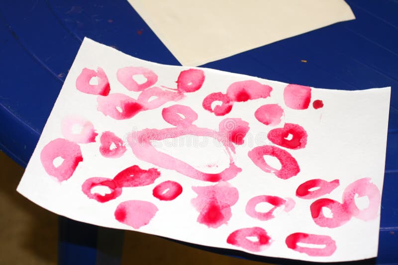 Pink Circles Made with Watercolor Paint. Watercolor Stains Stock Image ...