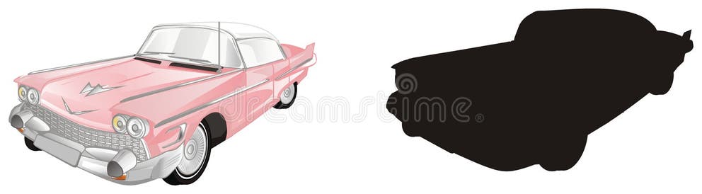Retro Car and Solid Black Shadow Stock Illustration - Illustration of ...