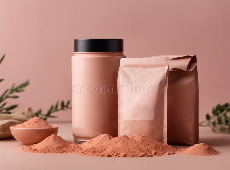 Pink Clay in Modern Packaging for Masks. Stock Illustration ...