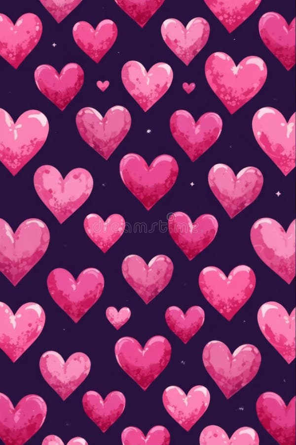 Pink Clip Art Hearts, Seamless Repeat Pattern, Digital, Wallpaper Stock ...