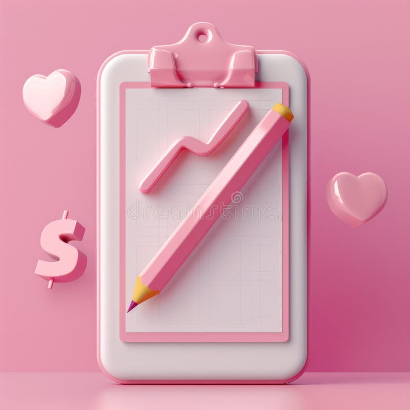 Pink Clipboard with Checklist and Pen Stock Illustration - Illustration ...