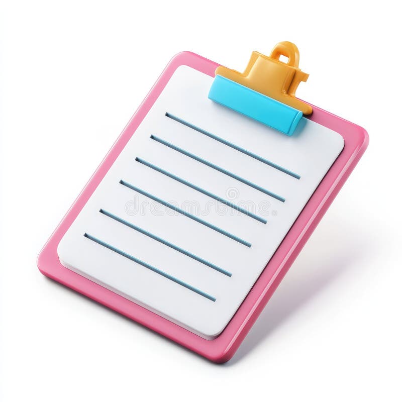 Pink Clipboard with Checklist, 3D Render Stock Illustration ...
