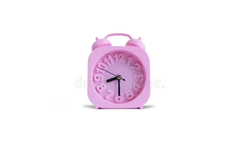 Pink Clock Isolated on White Background. Wall Clock Stock Photo - Image ...