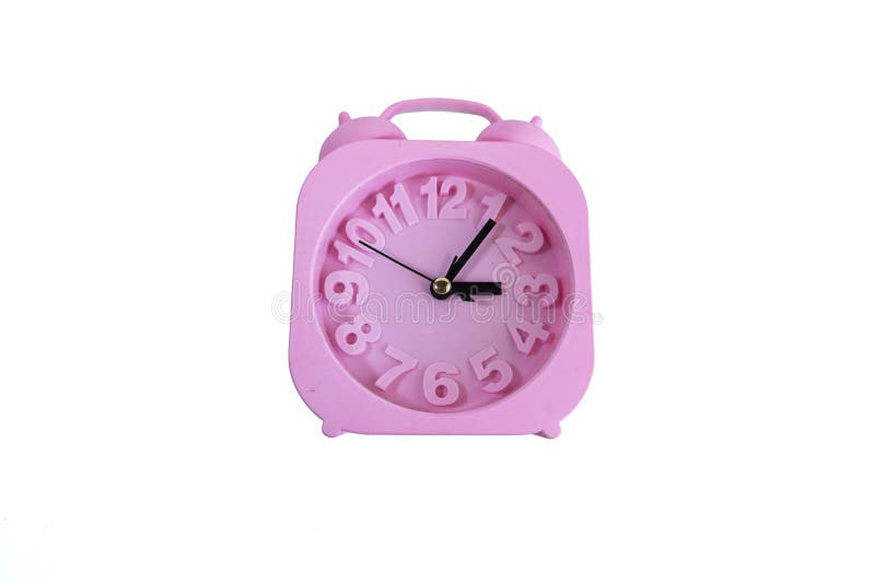 Pink Clock Isolated on White Background. Wall Clock Stock Image - Image ...