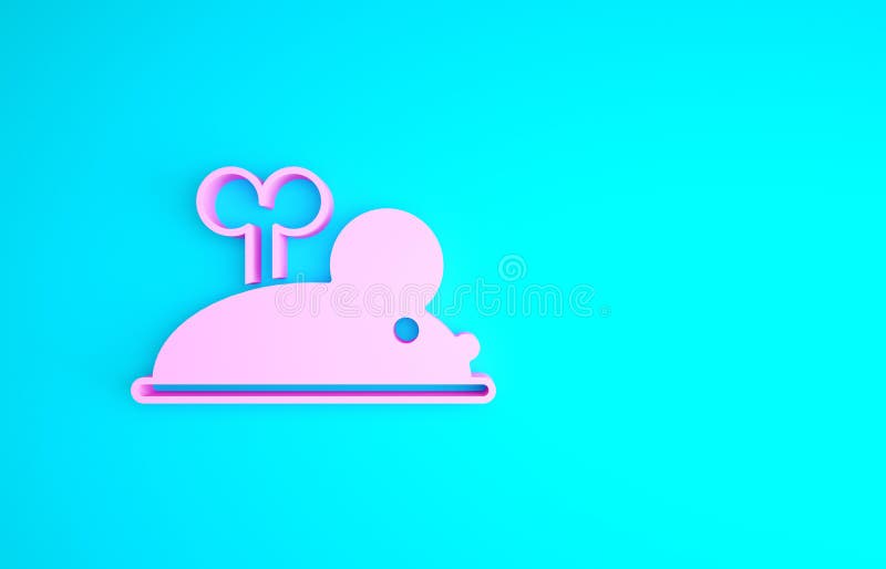 Pink Clockwork Mouse Icon Isolated on Blue Background. Wind Up Mouse ...