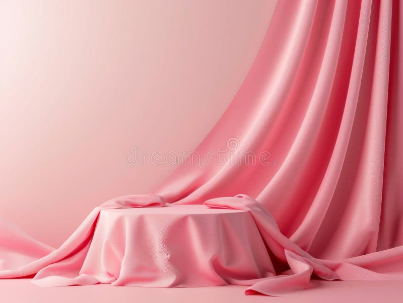 Pink Cloth Draped Over Round Table Stock Illustration - Illustration of ...