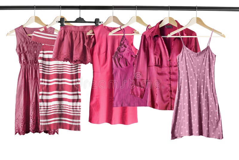Pink Clothes on Clothes Racks Stock Image - Image of glamour, group ...