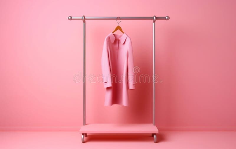 Pink Clothes Rack on Pink Background Fashion Display. Generative AI ...