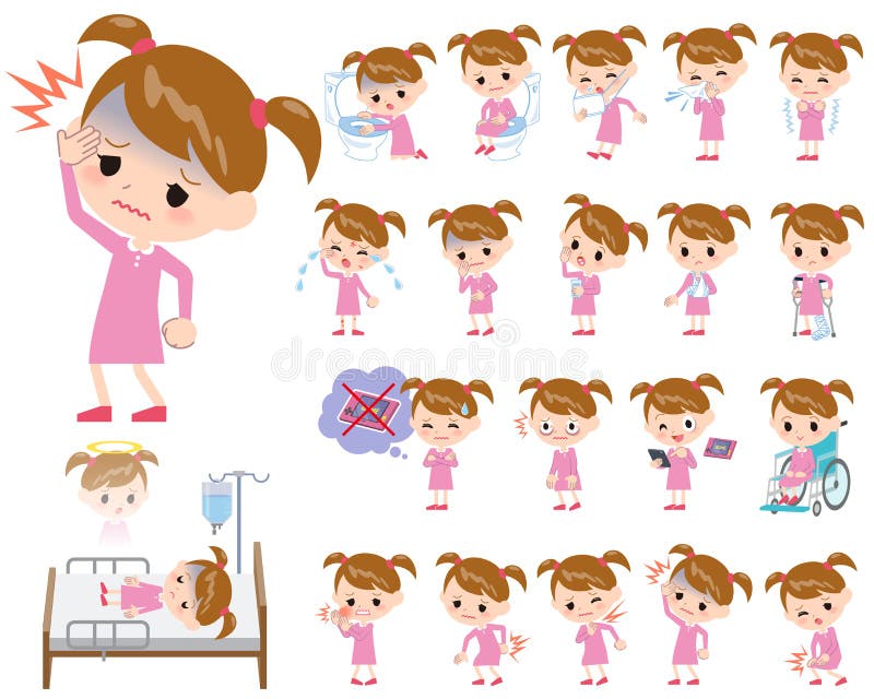 Pink Clothing Girl about the Sickness Stock Vector - Illustration of ...
