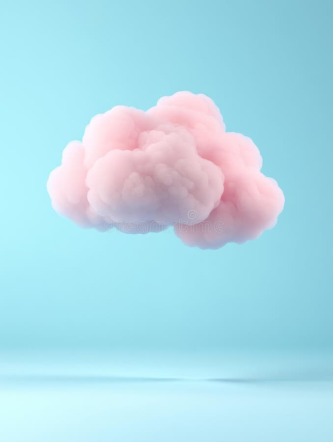 Pink Cloud Dream a Soft Fluffy Cloud Floating on a Light Blue ...