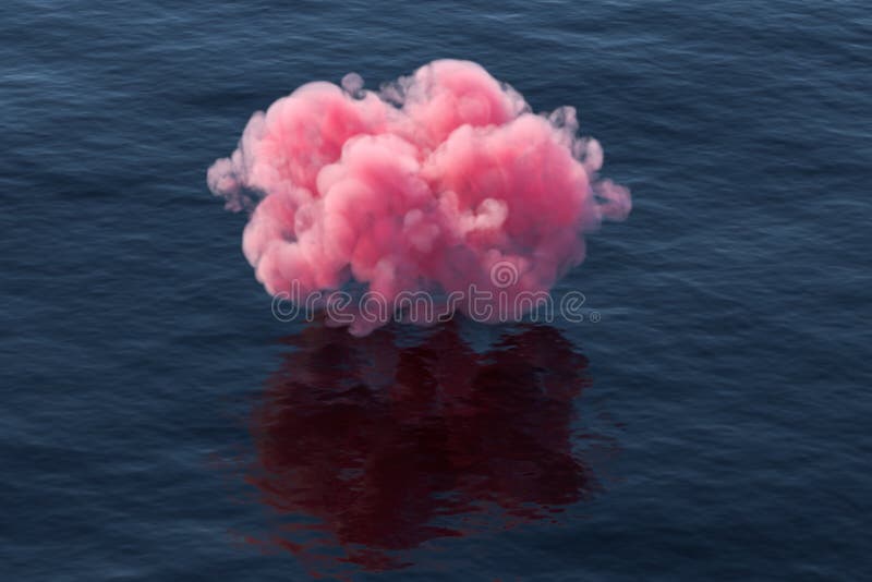 Pink Cloud Float Over the Sea, 3d Rendering Stock Illustration ...