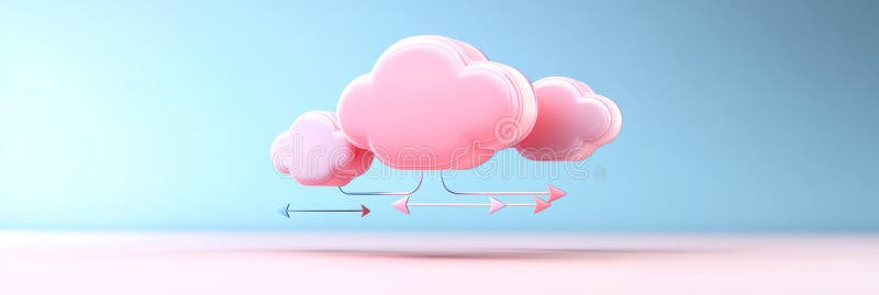 Pink Cloud Icons Connected by Arrows Symbolizing Data Connection ...