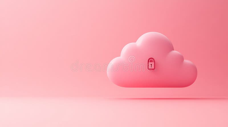 Pink Cloud with a Lock Symbol Representing Data Security. Stock ...