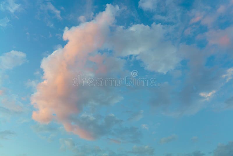 Pink Clouds in the Blue Sky at Sunrise Stock Image - Image of horizon ...