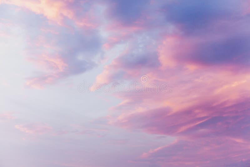 Pink Clouds on Blue Sunset Sky Stock Photo - Image of horizon, pinnate ...