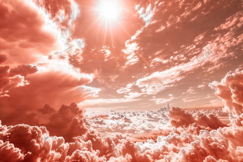 Pink Clouds and Sun, Pink Sky Stock Image - Image of wallpaper, fluffy ...