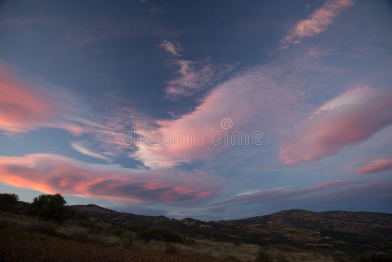 Pink clouds at sunset stock image. Image of cloudy, mystic - 103023801